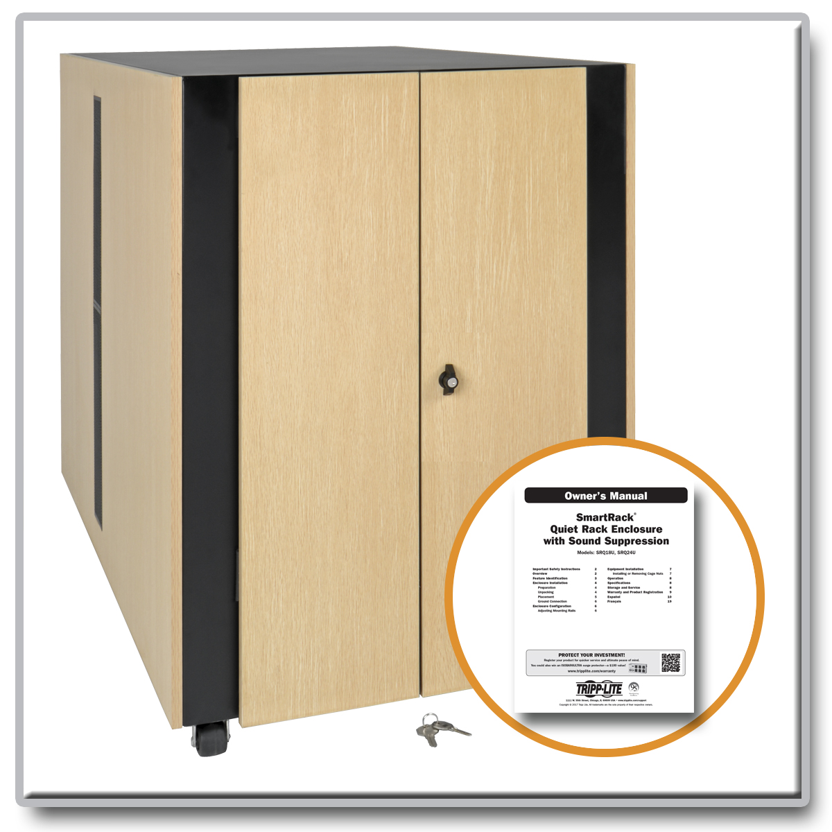 Tripp Lite 18U Soundproof Rack Enclosure Server Cabinet Quiet Acoustic ...