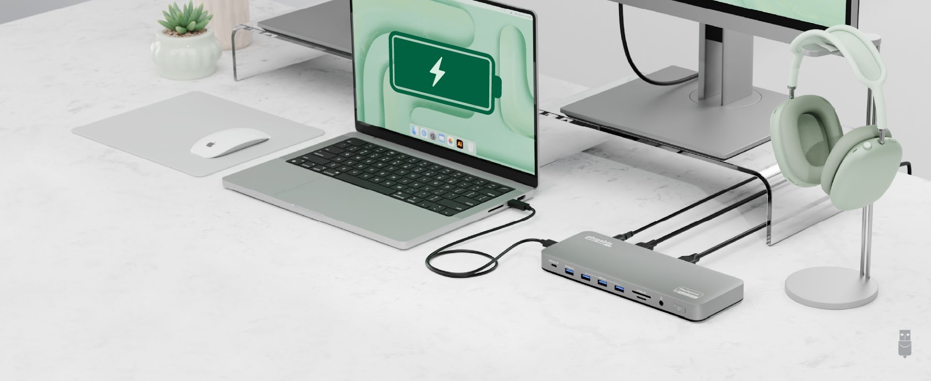 Plugable USB-C Docking Station Dual 4K Displays, 100W, 2x HDMI 2x ...