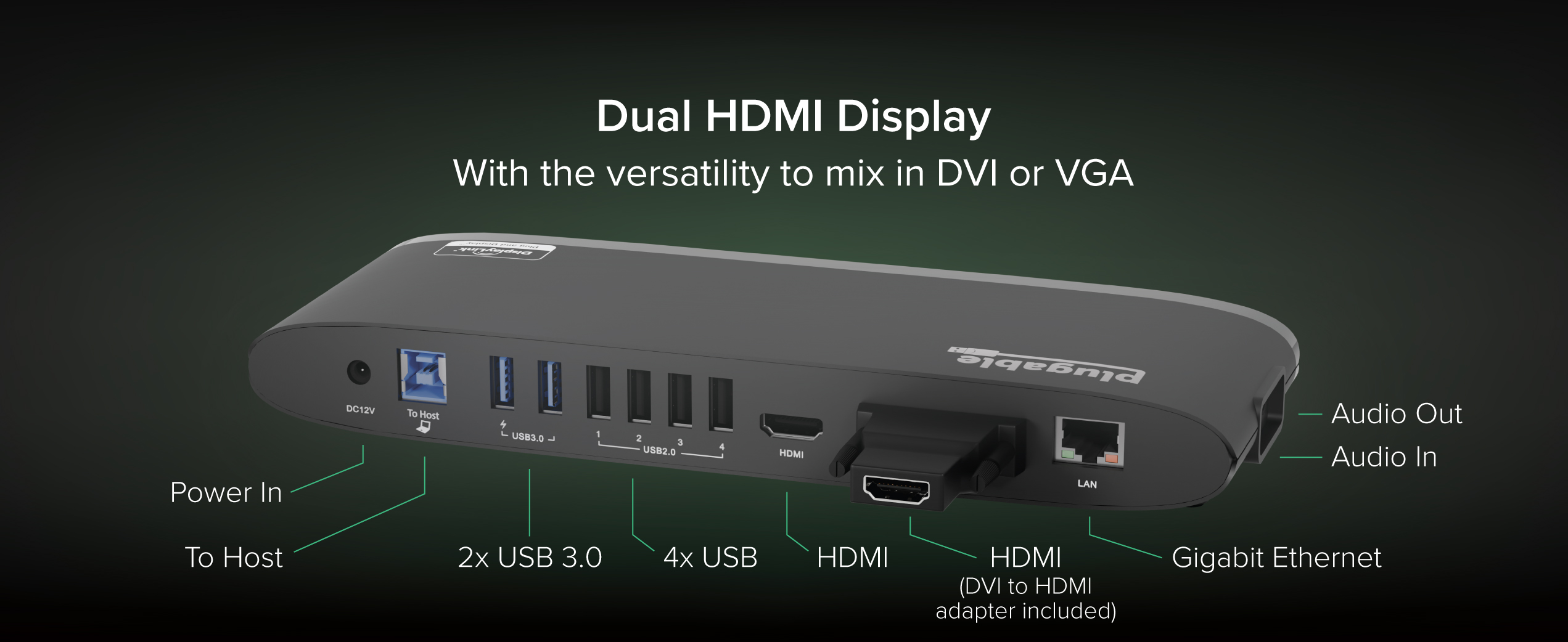 Plugable Universal Dual Monitor Docking Station for Dell, HP, Lenovo ...