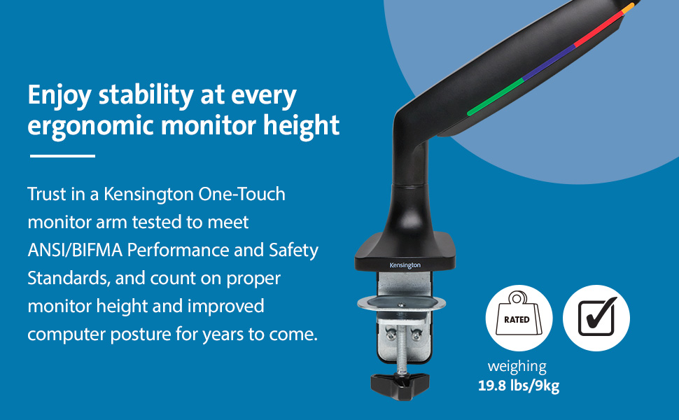 Kensington SmartFit One-Touch Height Adjustable Single Monitor Arm ...