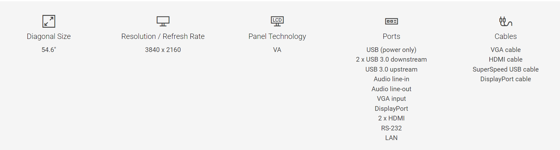 Dell P5524Q 55" Class (54.6" viewable) LED-backlit LCD display - 4K - for conference