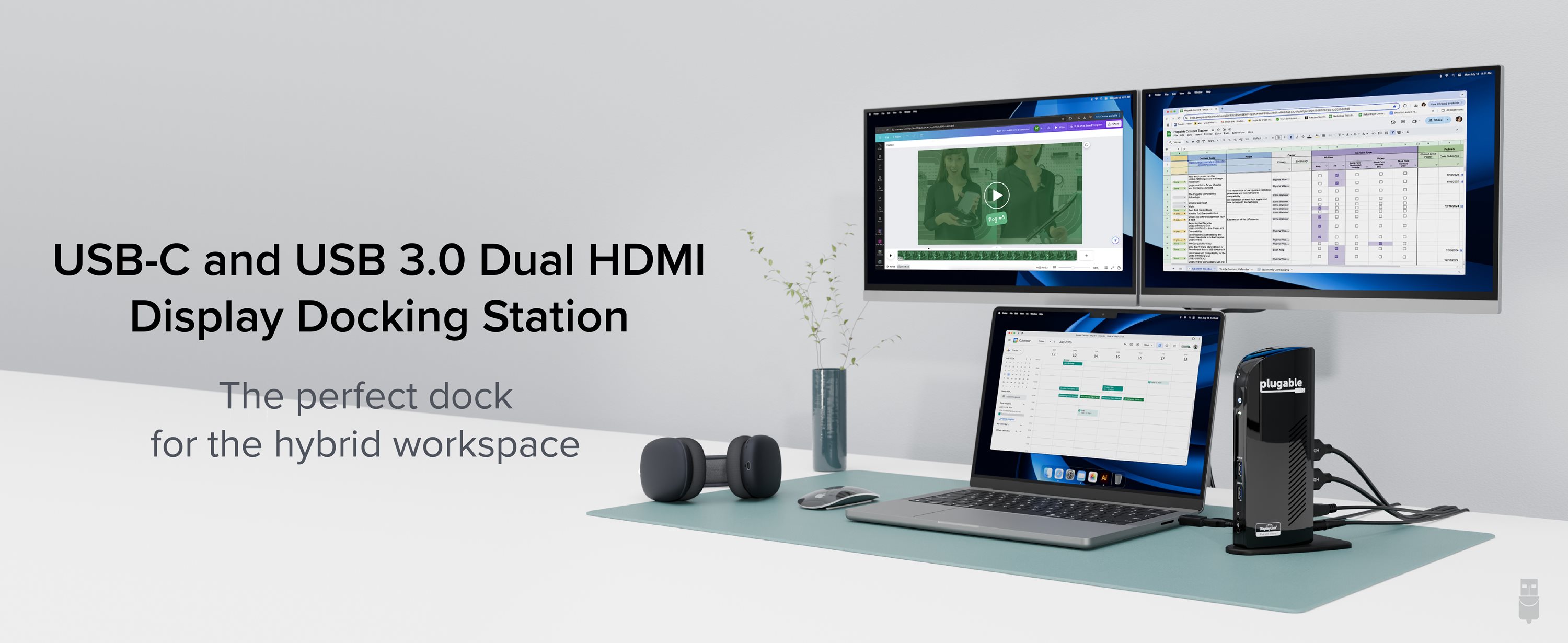Plugable USB 3.0 Universal Laptop Docking Station Dual Monitor - TAA ...