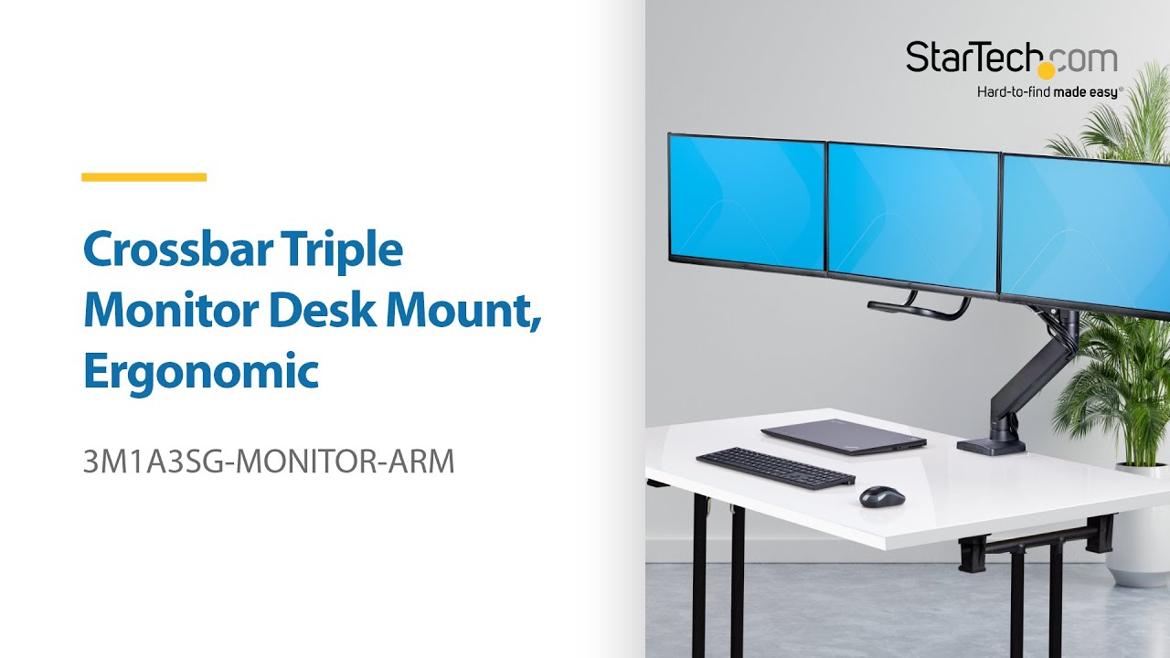 StarTech.com Crossbar Triple Monitor Desk Mount For Three 27in Screens ...