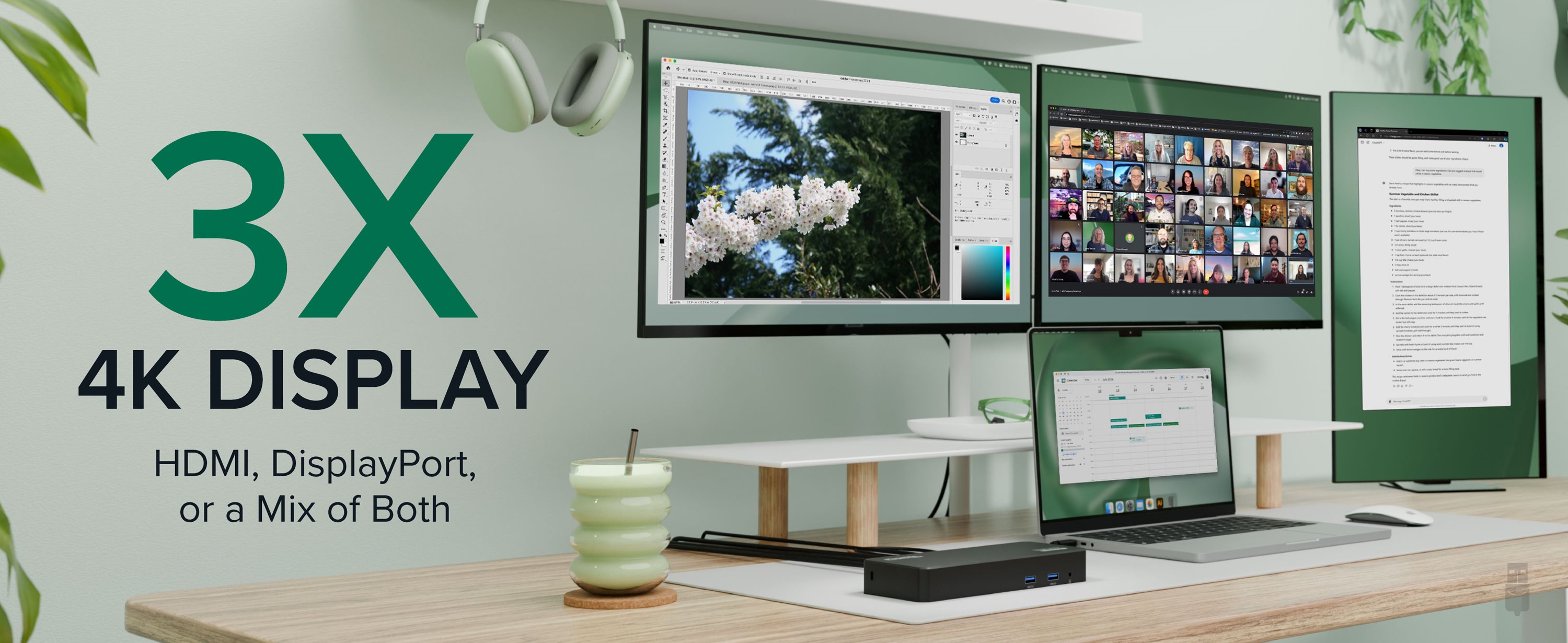 Plugable 12-in-1 USB C Docking Station with Triple 4K Displays
