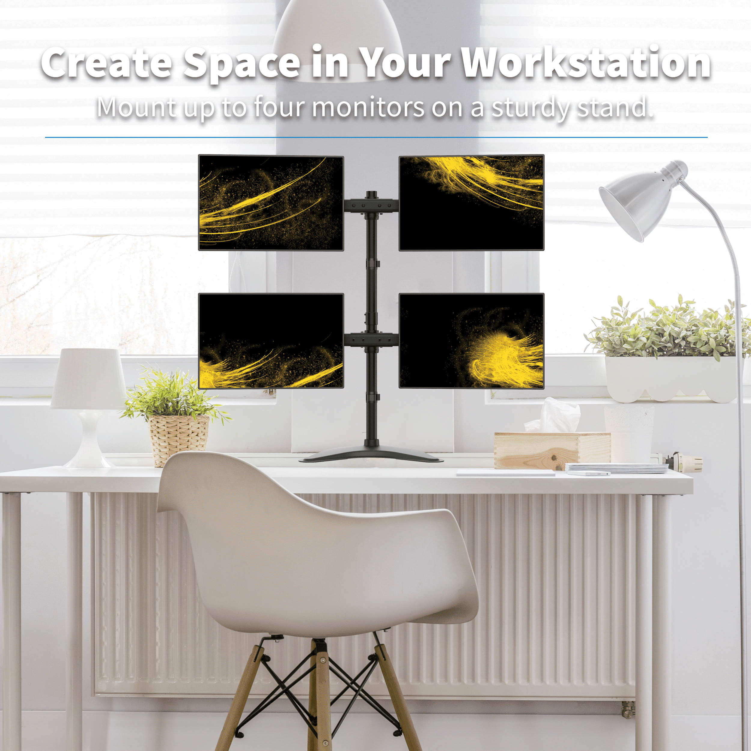 Tripp Lite TV Desk Mount Monitor Stand Quad-Display Swivel Tilt for 13 ...