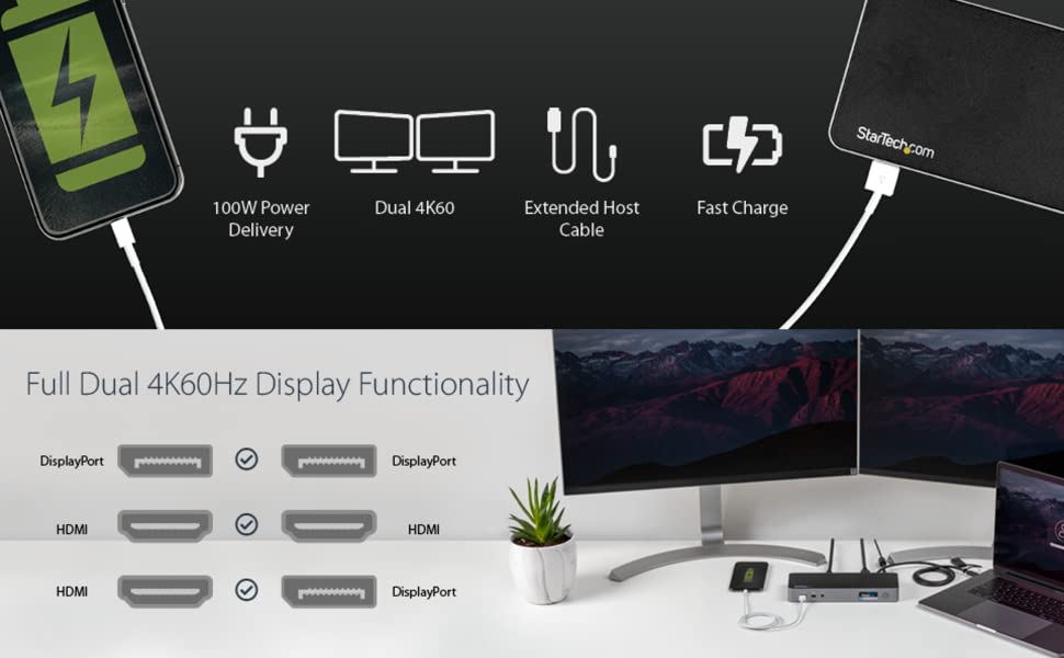StarTech.com USB-C / USB-A Hybrid Docking Station for MacBook Pro / Air ...