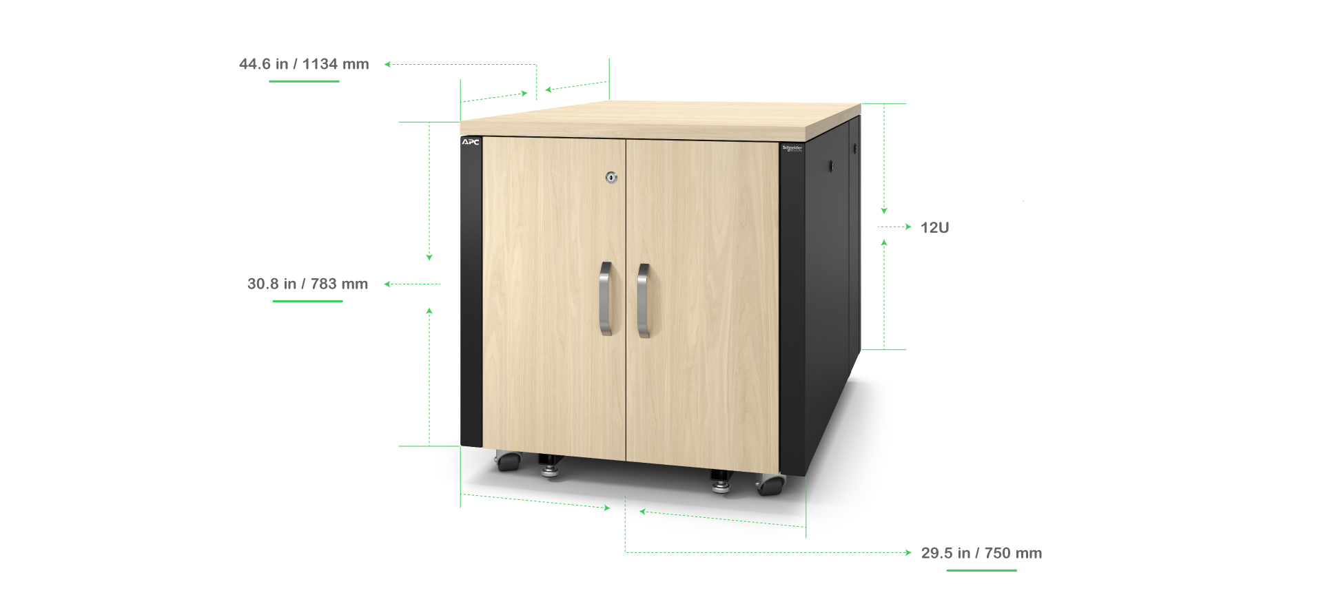 APC NetShelter - rack (vertical) - soundproof - 12U