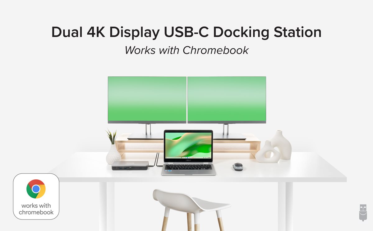 Plugable Dual 4K USBC Docking Station, Works with Chromebook Certified ...