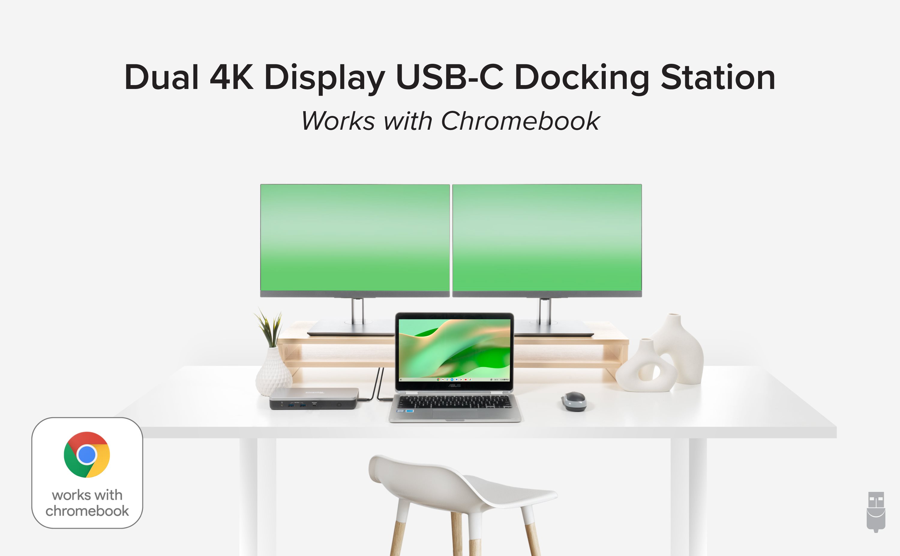 Plugable Dual 4K USBC Docking Station, Works with Chromebook Certified ...
