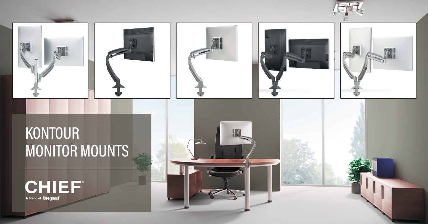 Chief Kontour K1D Dynamic Dual Monitor Arm Desk Mount - For 10-32 Inch ...