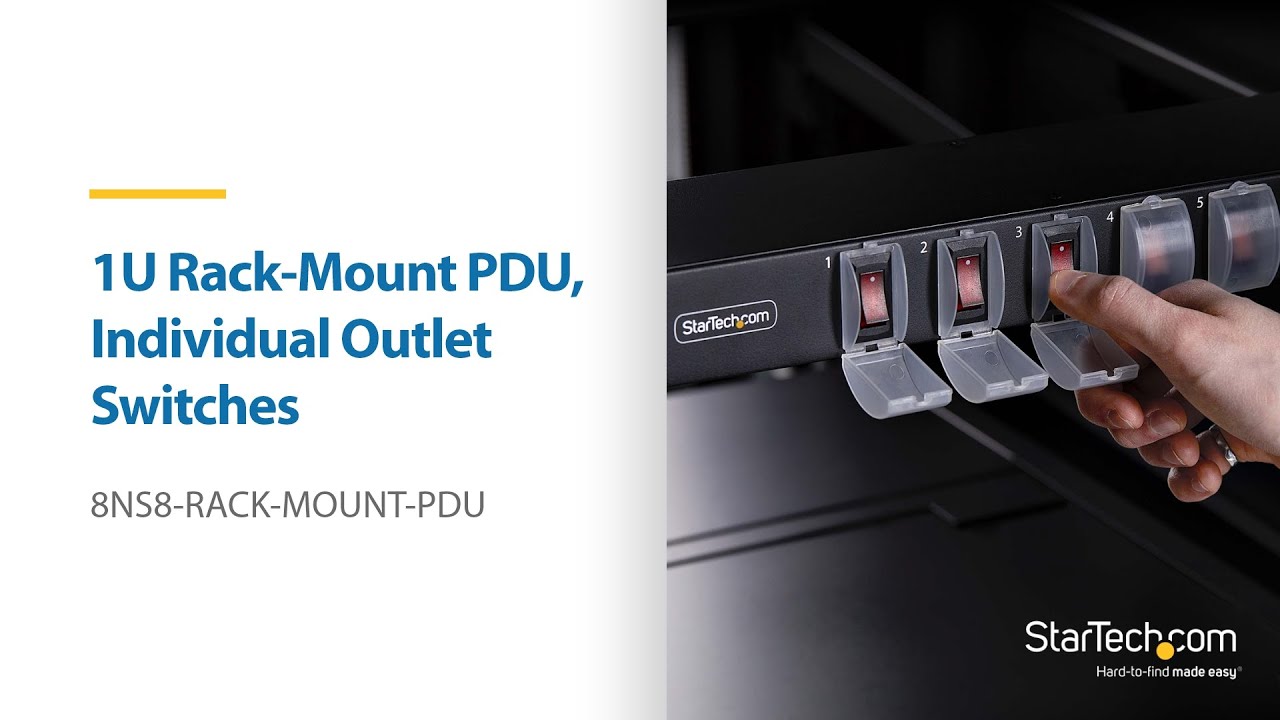 StarTech.com 8-Outlet Horizontal Rack Mount PDU - 1U Power Strip - Outlet Switches - NEMA 5-15 - TAA