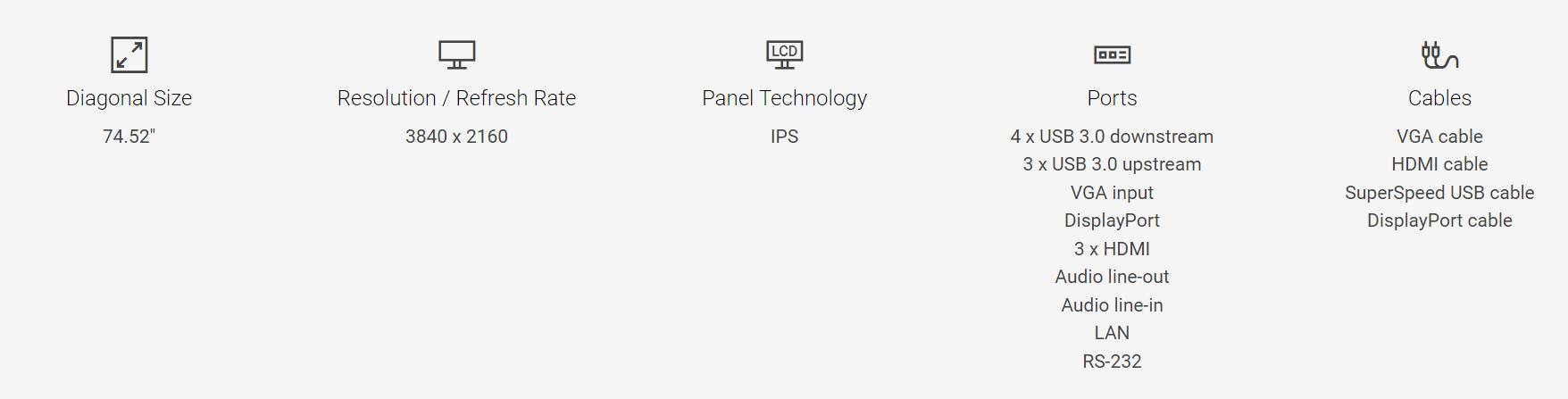 Dell P7524QT 75" Class (74.52" viewable) LED-backlit LCD display - 4K ...