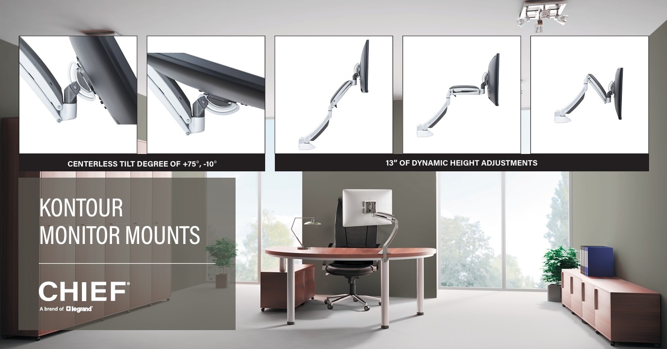 Chief Kontour K1D Dynamic Dual Monitor Arm Desk Mount - For 10-32 Inch ...