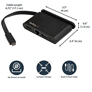StarTech.com USB C Multiport Adapter, USB-C Travel Mini Dock to 4K HDMI ...