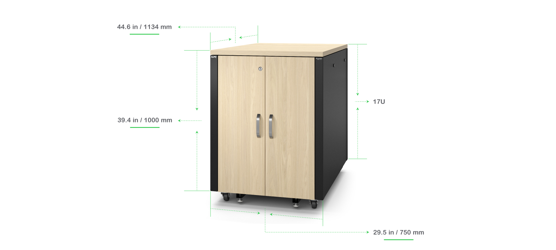 APC NetShelter - rack - soundproof - 17U