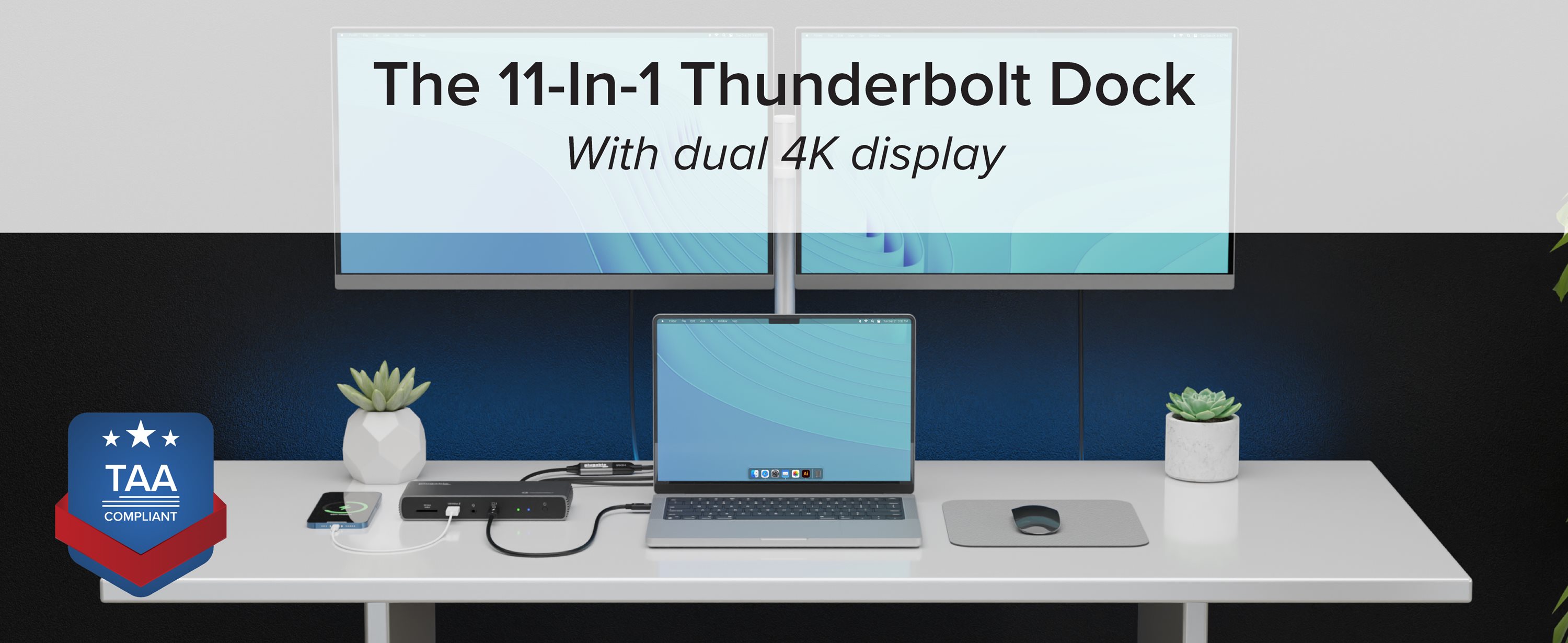 Plugable Thunderbolt 4 Dock,100W Dual Monitor Single 8K or Dual 4K - TAA Compliant