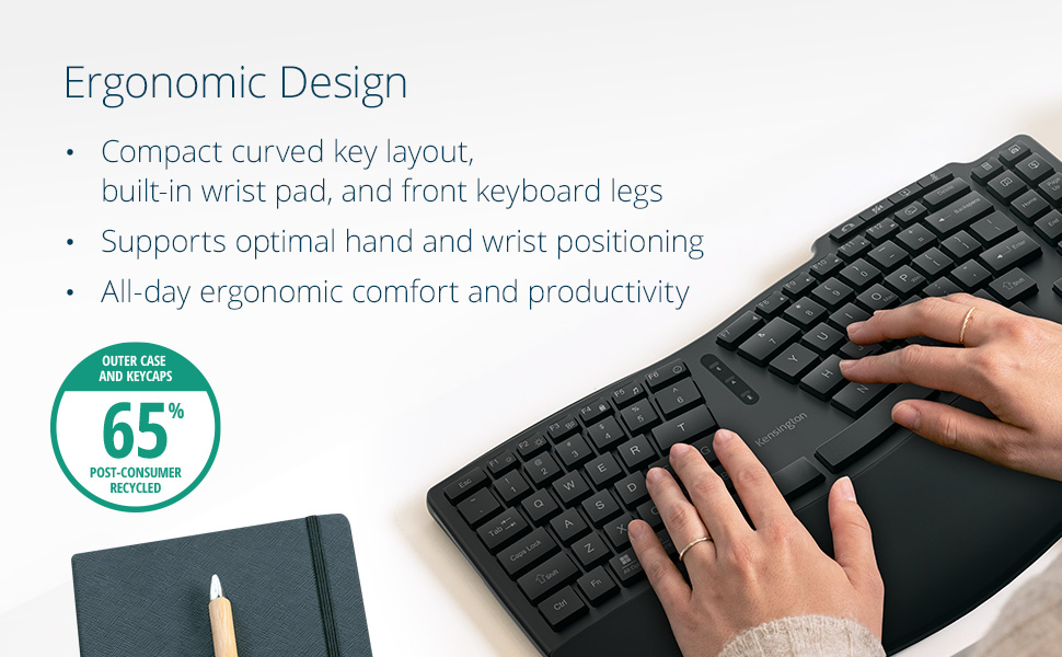 Kensington Pro Fit Ergo KB675 EQ - keyboard - rechargeable TKL - QWERTY ...