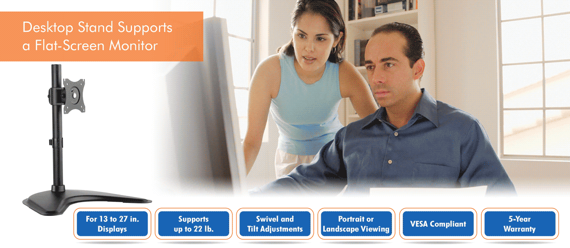 Tripp Lite TV Desk Mount Monitor Stand Single-Display Swivel Tilt for ...