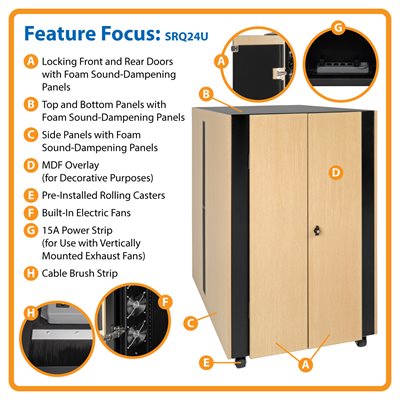 Tripp Lite 24U Soundproof Rack Enclosure Server Cabinet Quiet Acoustic ...