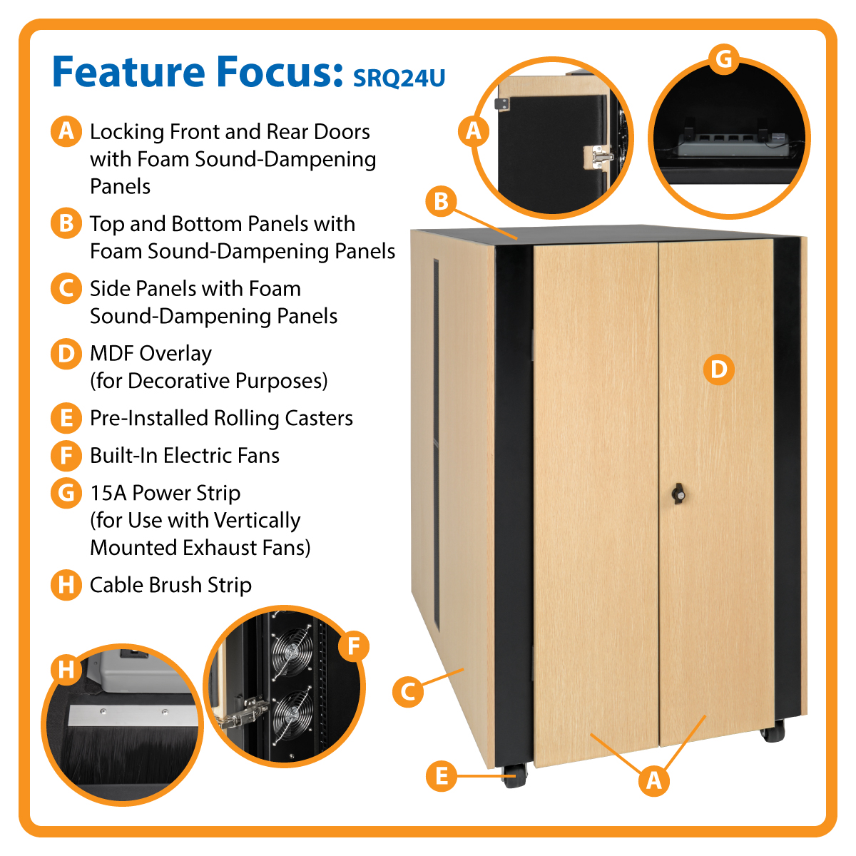 Tripp Lite 24U Soundproof Rack Enclosure Server Cabinet Quiet Acoustic ...