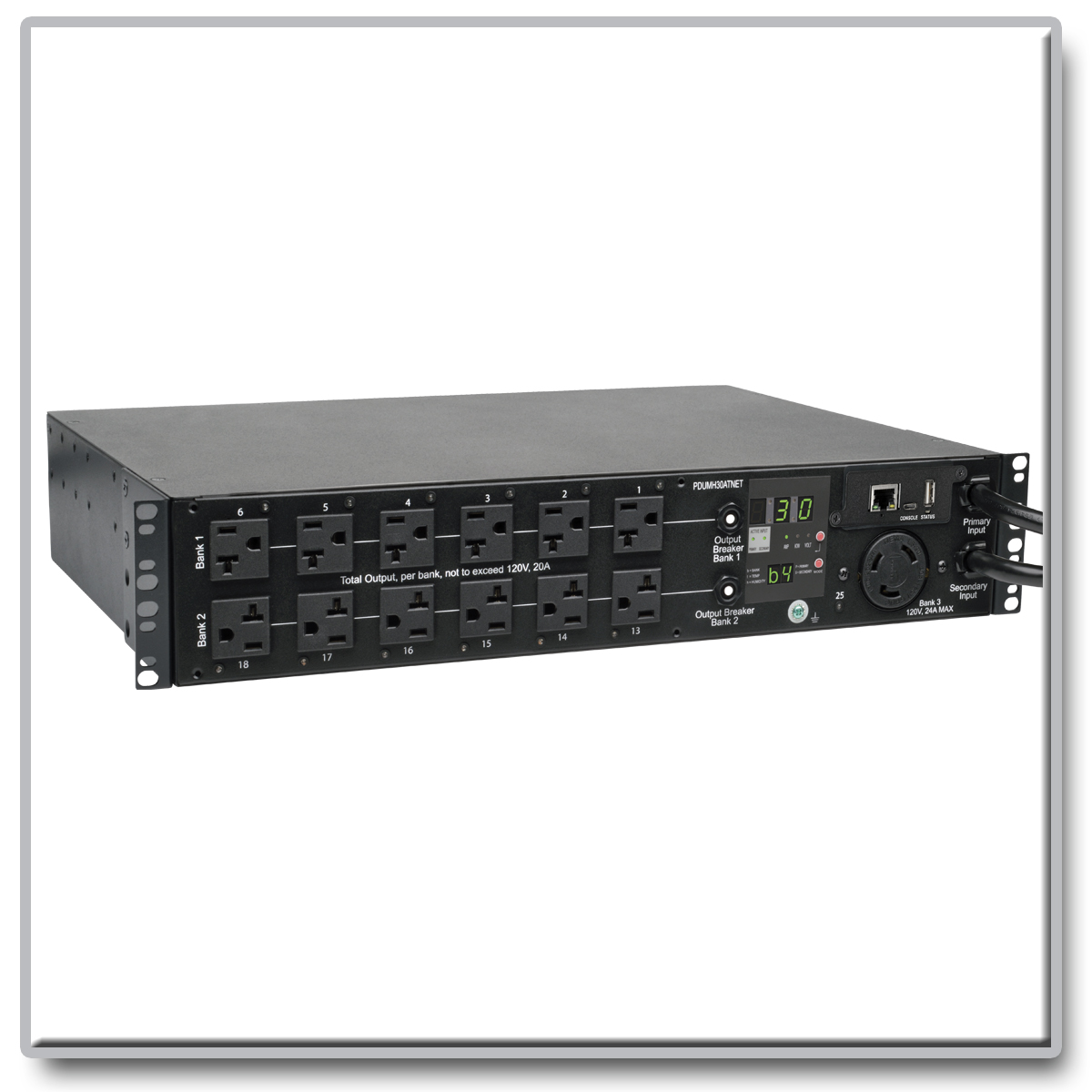 Tripp Lite PDU Switched ATS 120V 30A 24 5-15/20R; 1 L5-30R 2 L5-30P ...