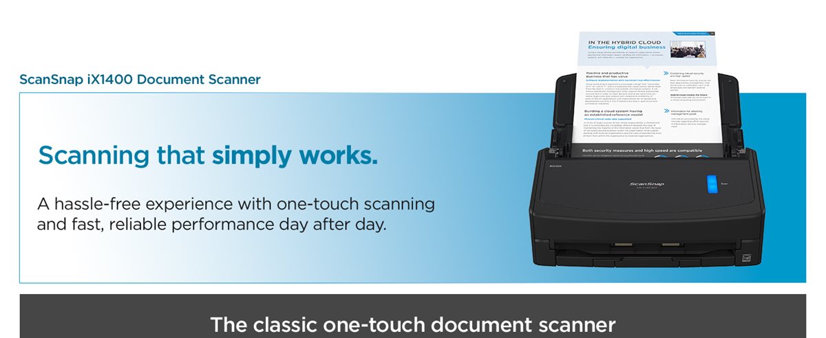 Ricoh ScanSnap iX1400 - document scanner - desktop - USB 3.2 Gen 1x1