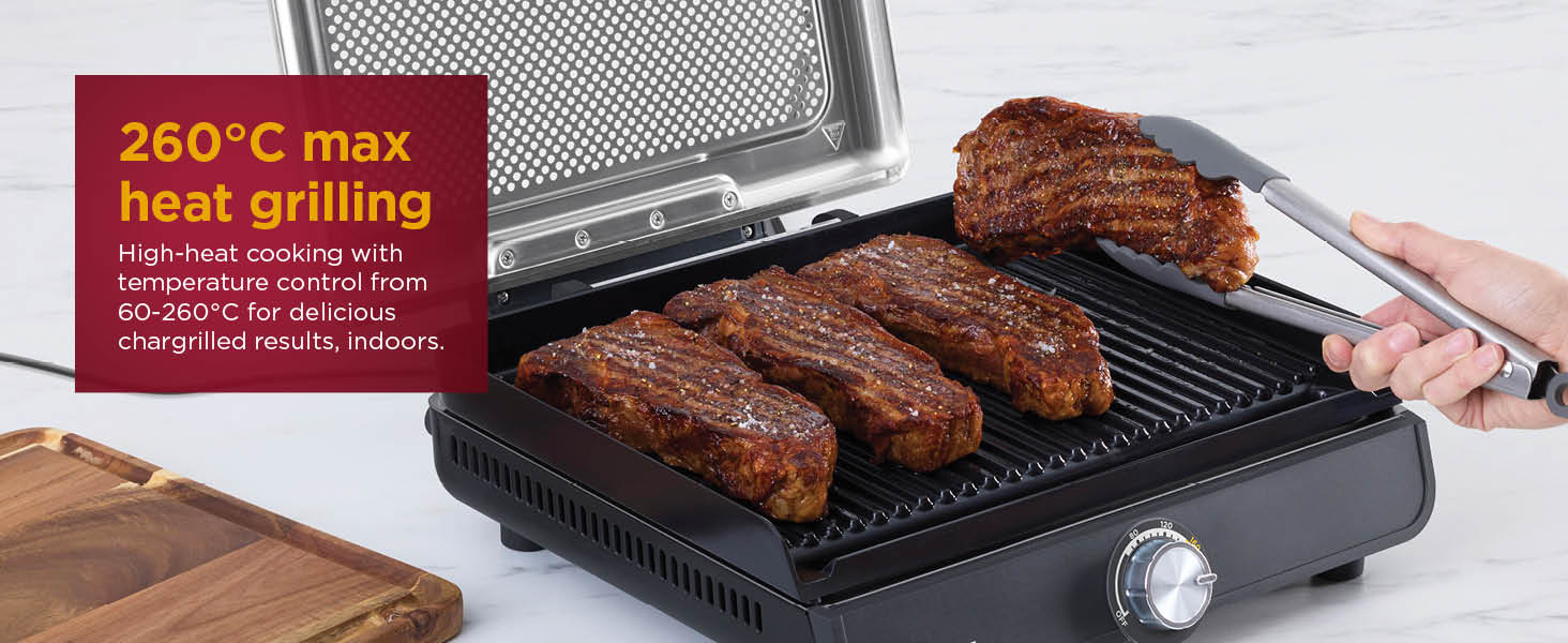 Ninja Crispi Ninja Sizzle GR100 Smokeless Indoor Grill, 500°F High Heat ...