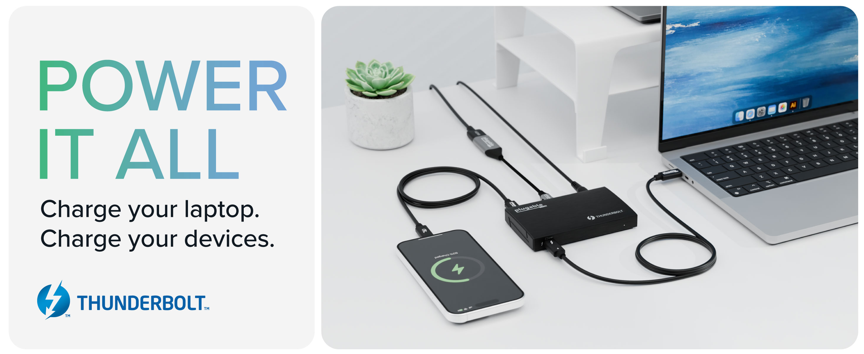 Plugable Thunderbolt 4 Hub, 4 TBT4 Ports, Single 8K / Dual 4K Displays, 60W