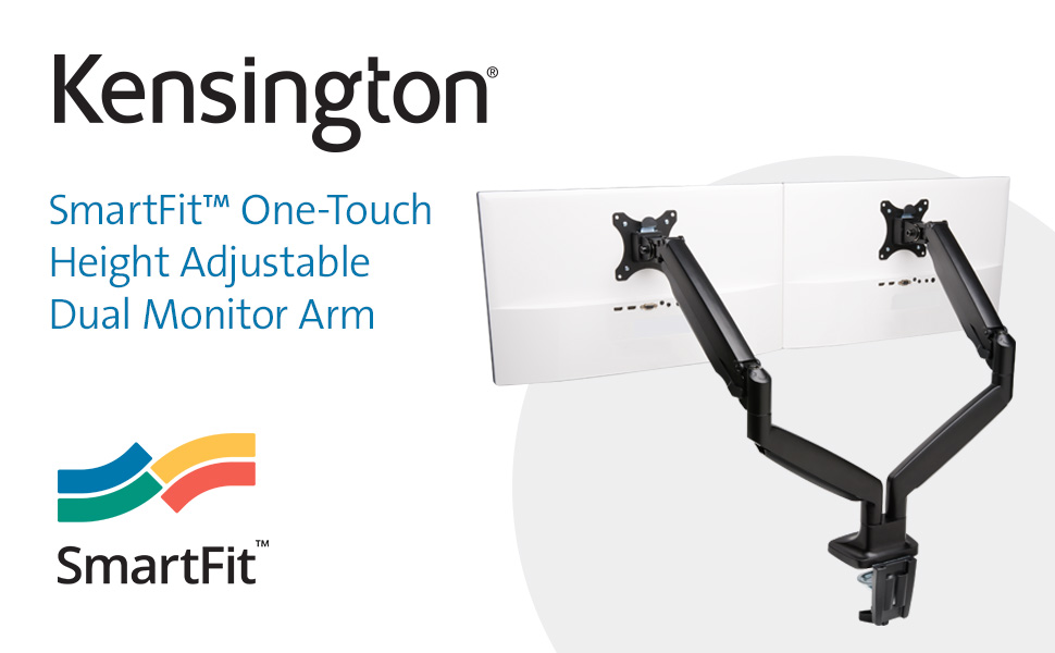 Kensington SmartFit One-Touch Height Adjustable Dual Monitor Arm ...
