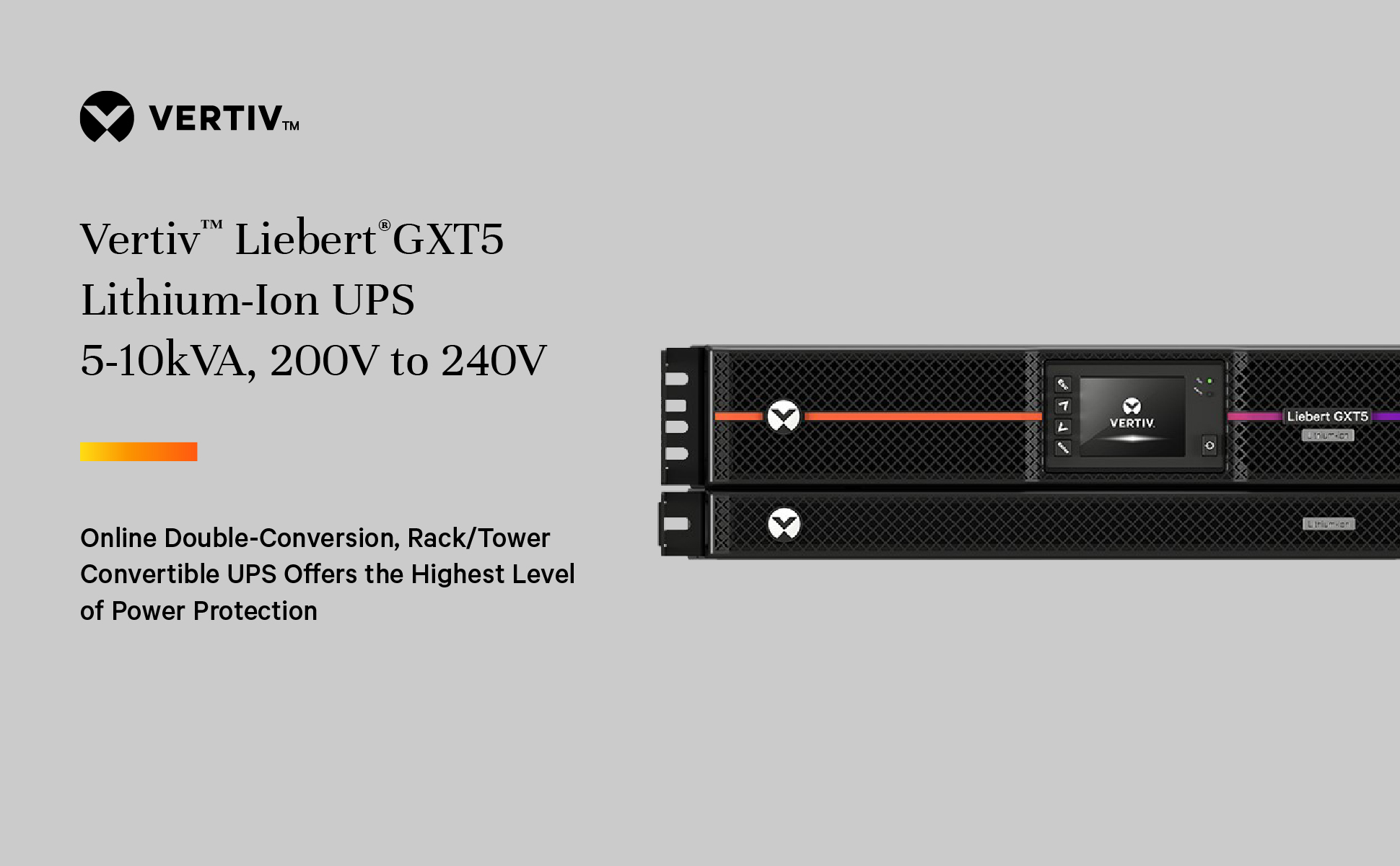 Liebert GXT5 - Battery enclosure (rack-mountable / external) - Lithium Ion - 1U (VEBCLI-192VRT1U ...