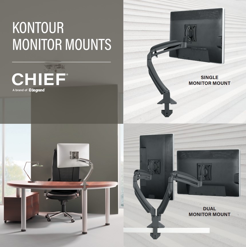 Chief Kontour K1D Dynamic Dual Monitor Arm Desk Mount - For 10-32 Inch ...