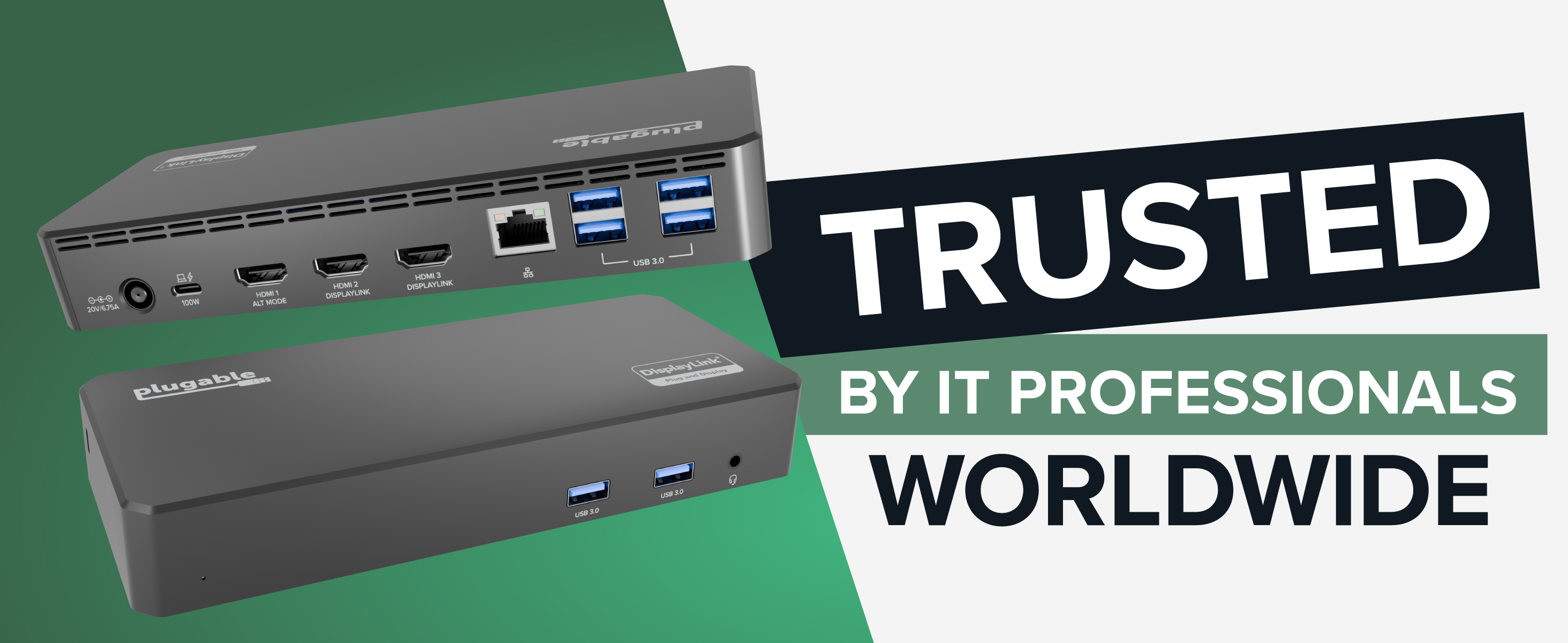 Plugable USB-C Triple Monitor Docking Station, 100W Laptop Charging