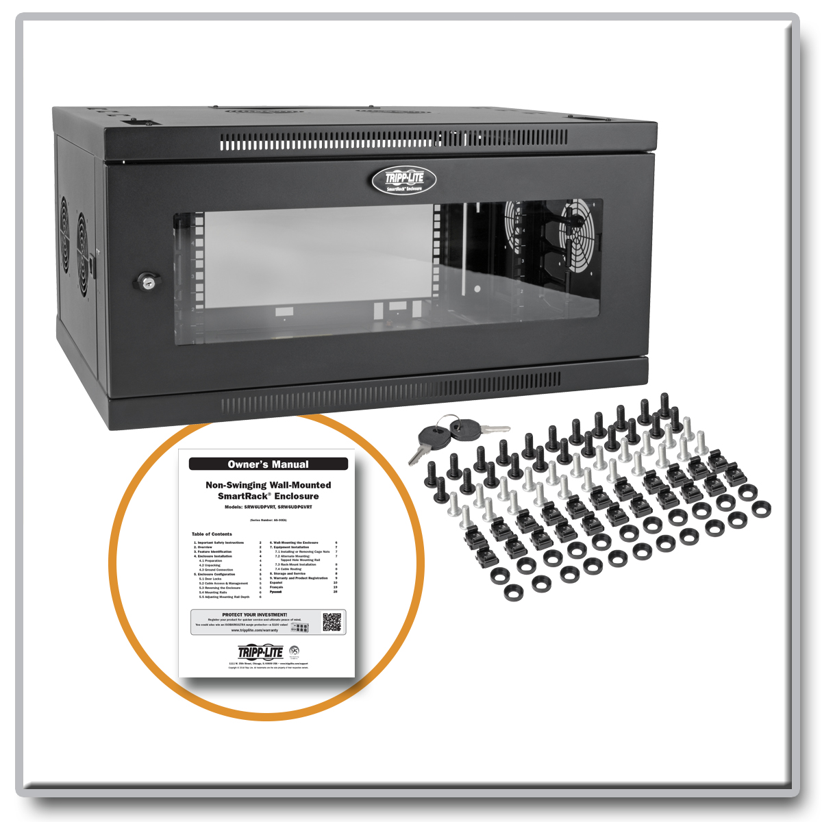 Tripp Lite SmartRack 6U Low-Profile Switch-Depth-Plus Wall-Mount Rack ...