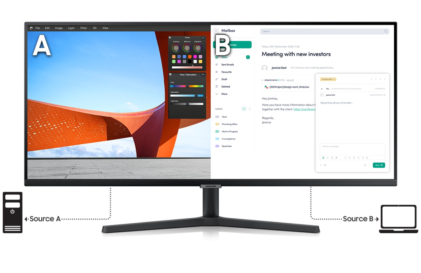 Samsung ViewFinity S5 S34C502GAN - S50GC Series - LED monitor - 34" - HDR