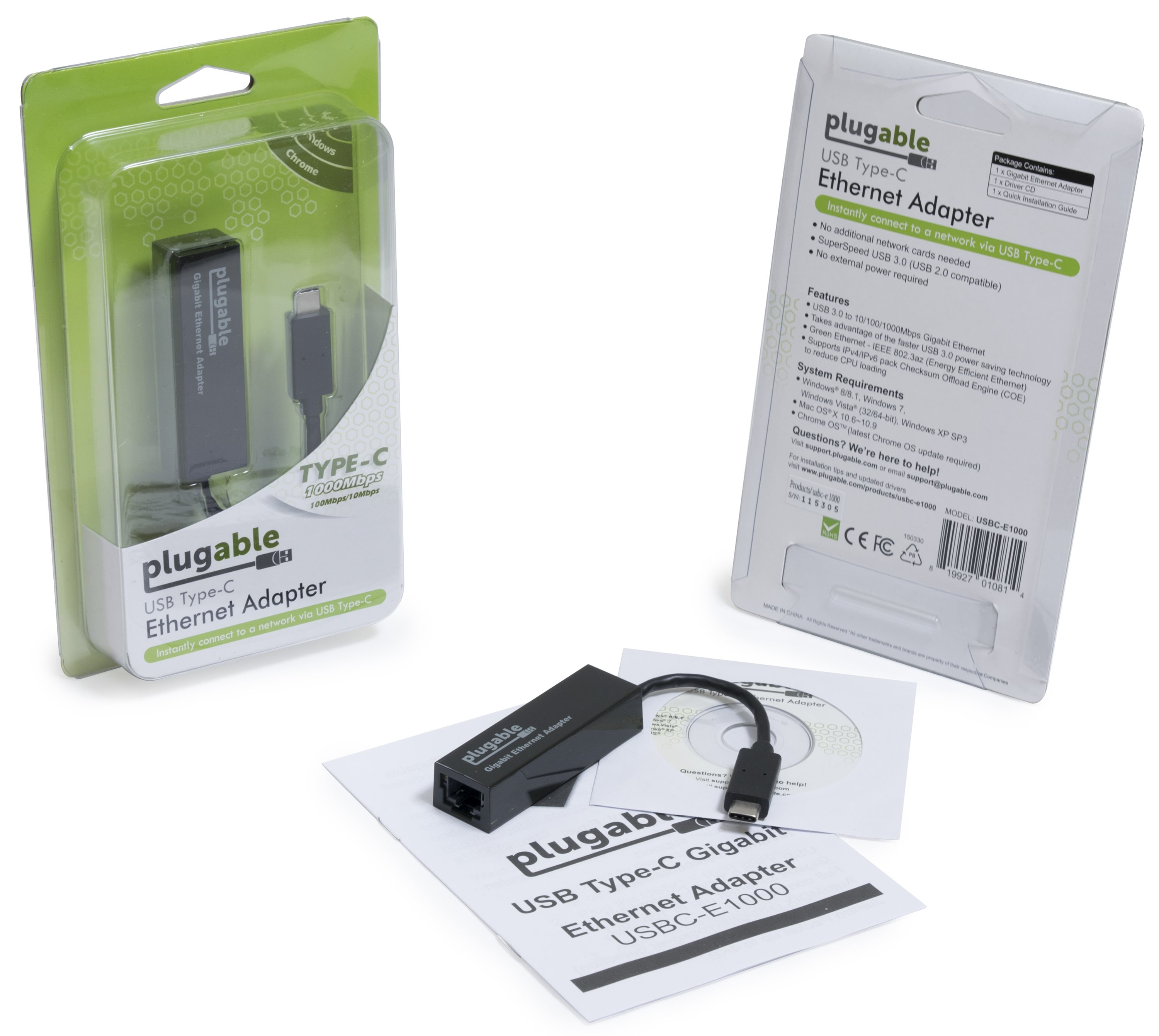 Plugable USB C Ethernet Adapter, Fast and Reliable Gigabit Connection