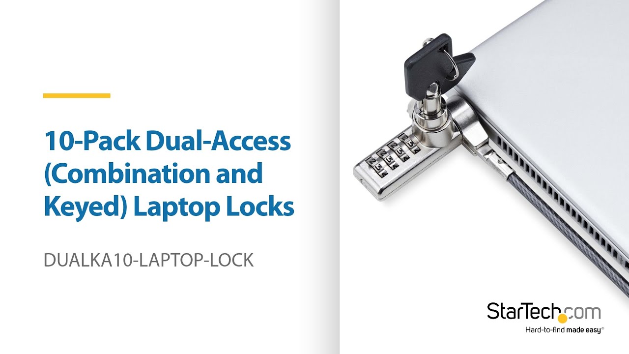 StarTech.com 10-Pack Dual-Access Laptop Lock, 6.5ft (2m) Keyed Alike ...
