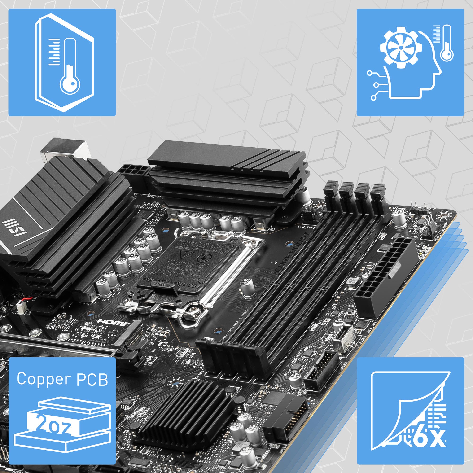 MSI PRO B760M-A WIFI - Motherboard - micro ATX - LGA1700 Socket - B760 Chipset - USB 3.2 Gen 1 ...