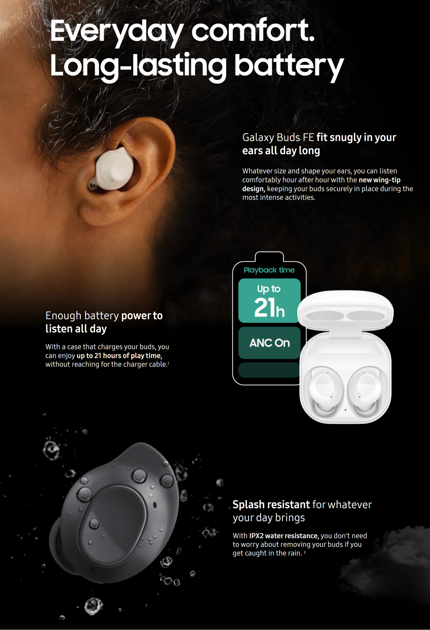 SAMSUNG Galaxy Buds FE Wireless Bluetooth Noise-Cancelling Earbuds - B ...