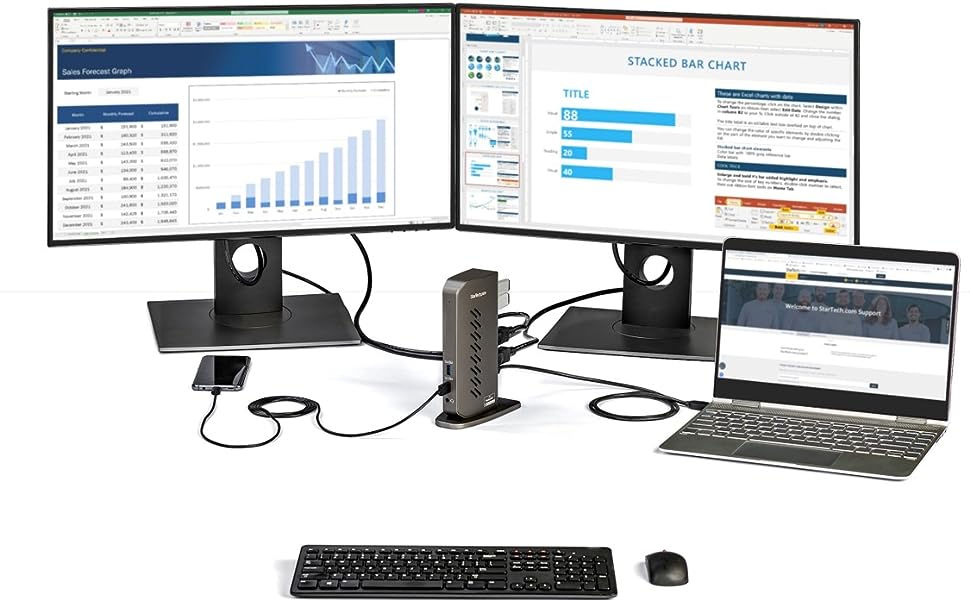 StarTech.com USB-C USB-A Dock - Hybrid Universal USB 3.0 Docking ...