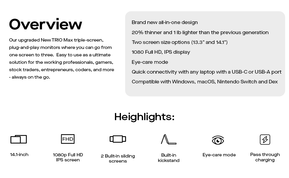 Mobile Pixels TRIO Max - LCD monitor - Full HD (1080p) - 14.1"