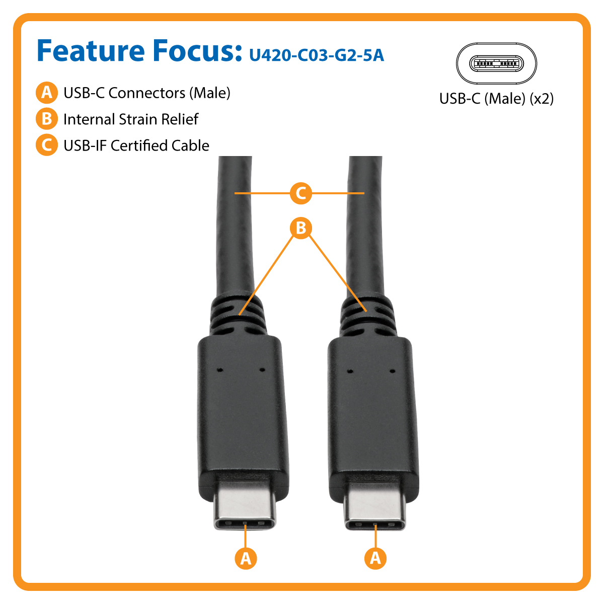 Tripp Lite USB-C to USB-C Cable (M/M) - 3.1, 10 Gbps, 5A Rating, USB-IF ...
