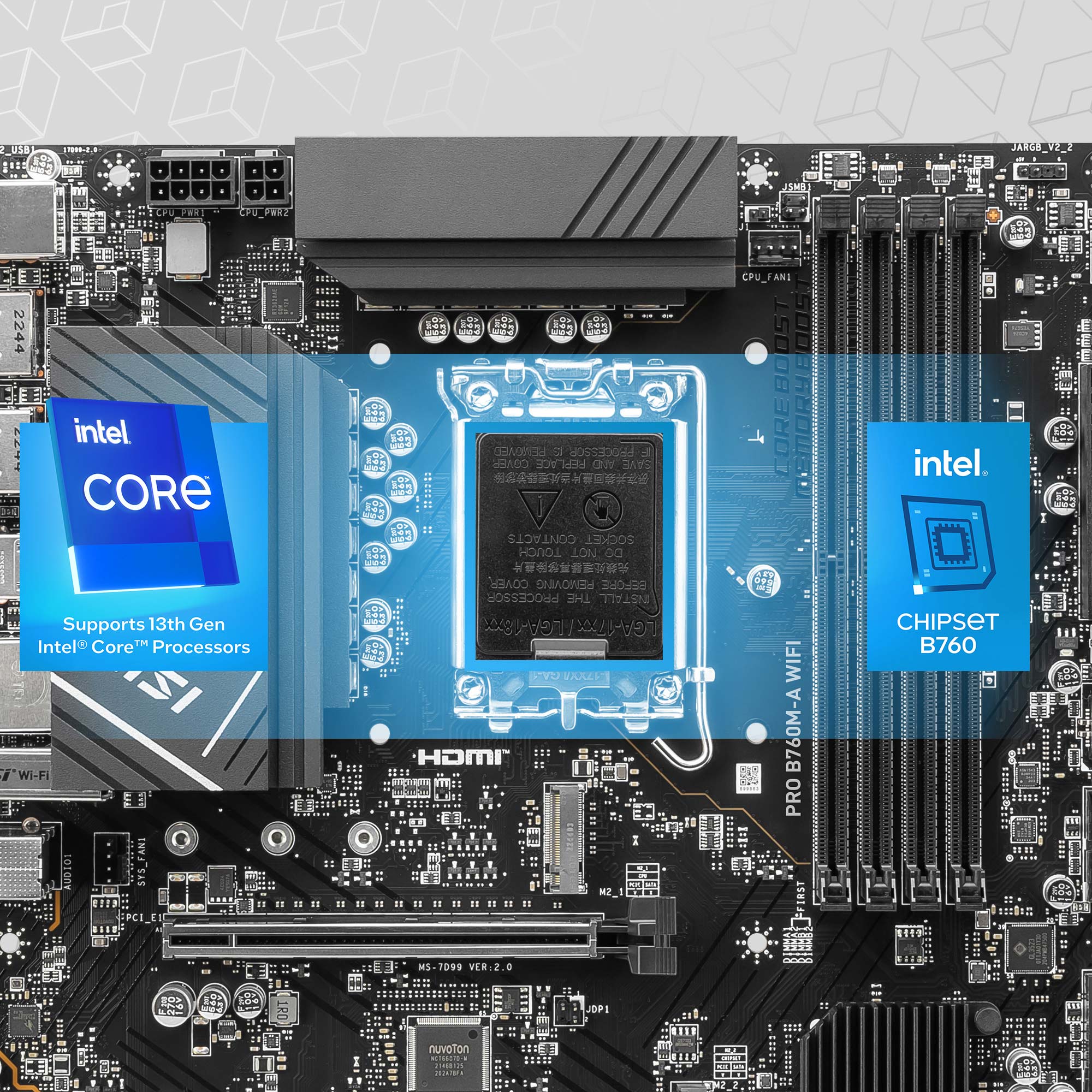 MSI PRO B760M-A WIFI - Motherboard - micro ATX - LGA1700 Socket - B760 Chipset - USB 3.2 Gen 2 ...